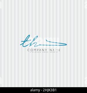 Initial Letter TH Logo - Handwritten Signature Logo - Simple Vector ...