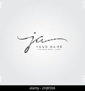 Initial Letter JA Logo - Hand Drawn Signature Style Logo - Simple ...