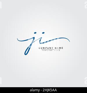 JI Initials letter Wedding monogram logos collection, hand drawn modern ...