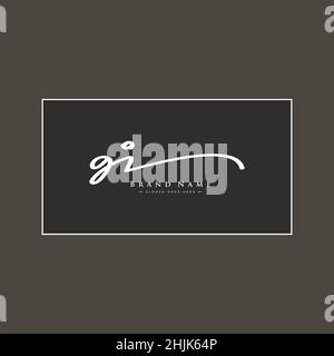 G, I, GI Initial letter handwritten and signature vector image template ...