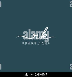 Initial Letter RK Logo - Handwritten Signature Style Logo - Simple ...