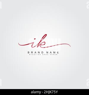 Initial Letter IK Logo - Handwritten Signature Logo - Vector Logo ...