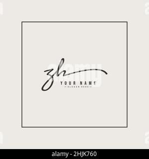 Initial Letter ZH Logo - Hand Drawn Signature Logo - Simple Vector Logo ...