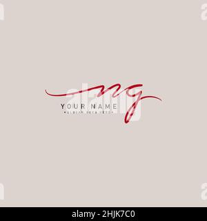 Initial Letter NG Logo - Hand Drawn Signature Style Logo - Simple ...