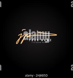 Initial Letter JP Logo - Hand Drawn Signature Style Logo - Simple ...