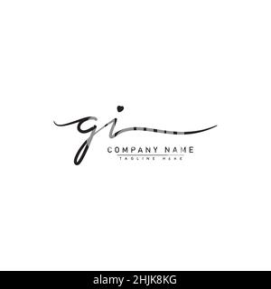 Initial Letter GI Logo - Hand Drawn Signature Logo - Simple Vector Logo ...