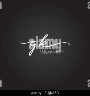Initial Letter GK Logo - Handwritten Signature Logo - Minimal Vector ...