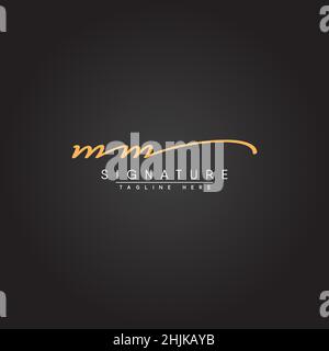 M MM Initial letter handwritten and signature vector image template in ...