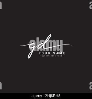 Initial Letter GD Logo - Hand Drawn Signature Style Logo - Simple ...