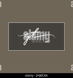 Initial Letter GT Logo - Hand Drawn Signature Style Logo - Simple ...