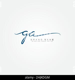 Initial Letter GA Logo - Handwritten Signature Logo - Simple Signature ...