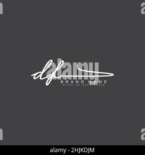 Initial Letter DF Logo - Hand Drawn Signature Logo - Simple Vector Logo ...