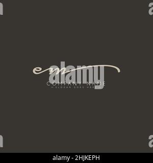 EM Letter Signature Logo Template elegant design logo. Hand drawn ...