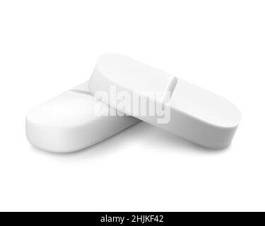 White 3d pills collection - oval tablets, scored round forms, capsule ...