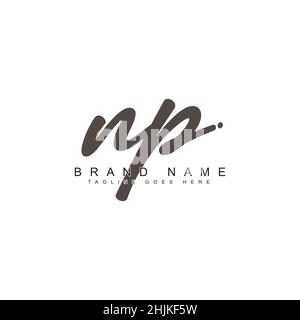 Initial Letter NP Logo - Handwritten Signature Style Logo - Minimal ...