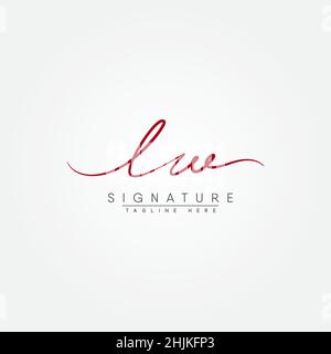 Initial Letter LW Logo - Handwritten Signature Style Logo - Simple ...