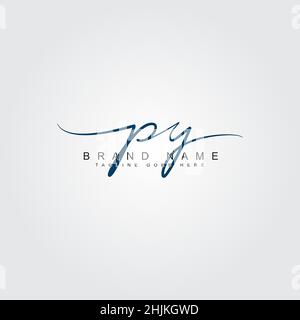 P, Y, PY Initial letter handwritten and signature vector image template ...