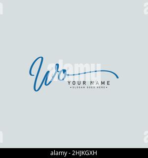 Initial Letter WO Logo - Hand Drawn Signature Style Logo - Simple ...