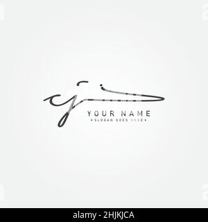 Initial Letter CJ Logo - Handwritten Signature Style Logo - Minimal ...