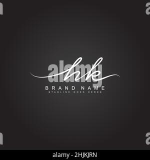 Initial Letter HK Logo - Handwritten Signature Style Logo - Vector Logo ...
