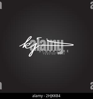 Initial Letter KJ Logo - Hand Drawn Signature Style Logo - Simple ...