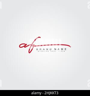 Initial Letter AF Logo - Handwritten Signature Style Logo - Minimal ...