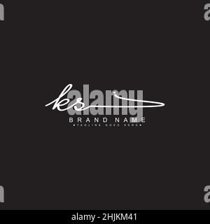 Initial Letter KS Logo - Handwritten Signature Style Logo - Minimal ...