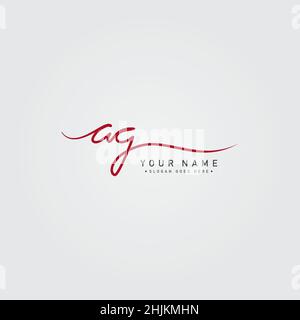 Initial Letter AG Logo - Hand Drawn Signature Logo - Vector Logo ...