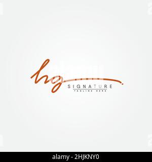 Initial Letter HG Logo - Handwritten Signature Logo - Minimal Vector ...