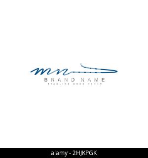 M N MN Initial letter handwriting and signature logo. A concept ...