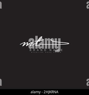 Initial Letter MT Logo - Hand Drawn Signature Style Logo - Simple ...