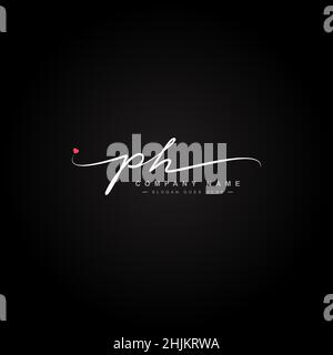 P H PH Initial letter handwriting and signature logo. A concept ...