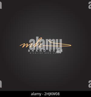 Initial Letter MH Logo - Hand Drawn Signature Style Logo - Vector Logo ...