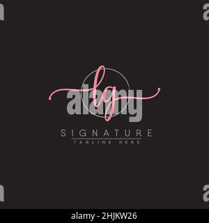Initial Letter LG Logo - Hand Drawn Signature Logo - Minimal Vector ...
