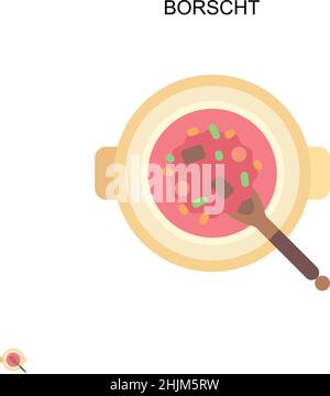 Borscht, traditional Ukrainian and Russian beet soup. Cartoon vector ...