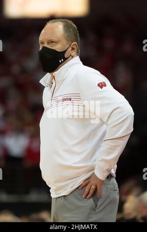 Wisconsin coach Greg Gard watches during an NCAA college basketball ...