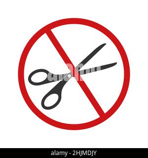 Scissors prohibition sign. Vector illustration. No cutting sign ...