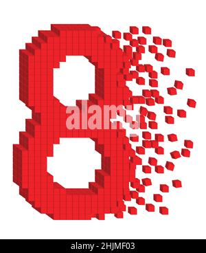 Number 8. Red digit eight in 3d style. Realistic design in cartoon ...