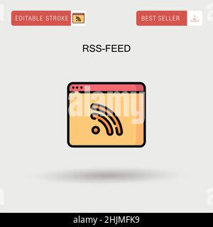 RSS feed icon sign. Symbol chic colored sticky label on green ...