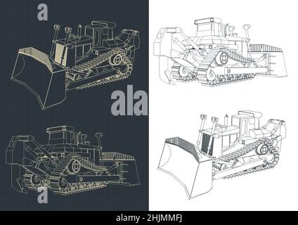 Stylized vector illustration of blueprints of dozer blade Stock Vector ...
