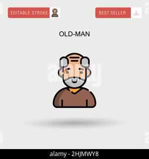 happy elderly or middle age man with glasses cartoon icon image vector ...