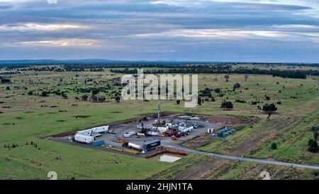 Aerial of the coal mining township of Moura Queensland Australia Stock ...