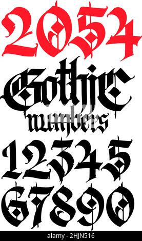 Figures in the Gothic style. Vector. Signs isolated on white background ...