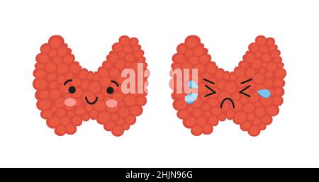 Happy kawaii thyroid gland character. Drawing of a smile thyroid gland ...