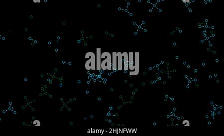Abstract chemical formulas transforming on a black background, seamless ...