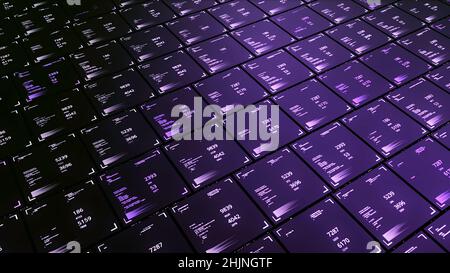 3D cells with numbers. Animation. Futuristic background with computer data in 3D cells. Changing ...