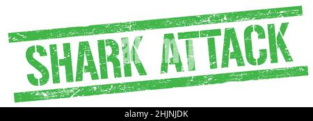 SHARK ATTACK text on green grungy vintage rectangle stamp Stock Photo ...