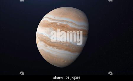 Abstract animation of planet Jupiter with colorful surface rotating in ...