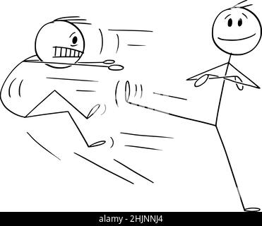 Confident Person Fighting With Enemy or Competitor, Vector Cartoon ...