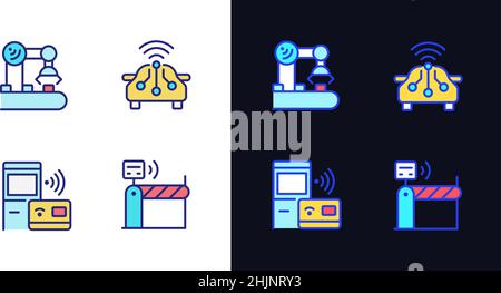 IoT technologies pixel perfect light and dark theme color icons set ...